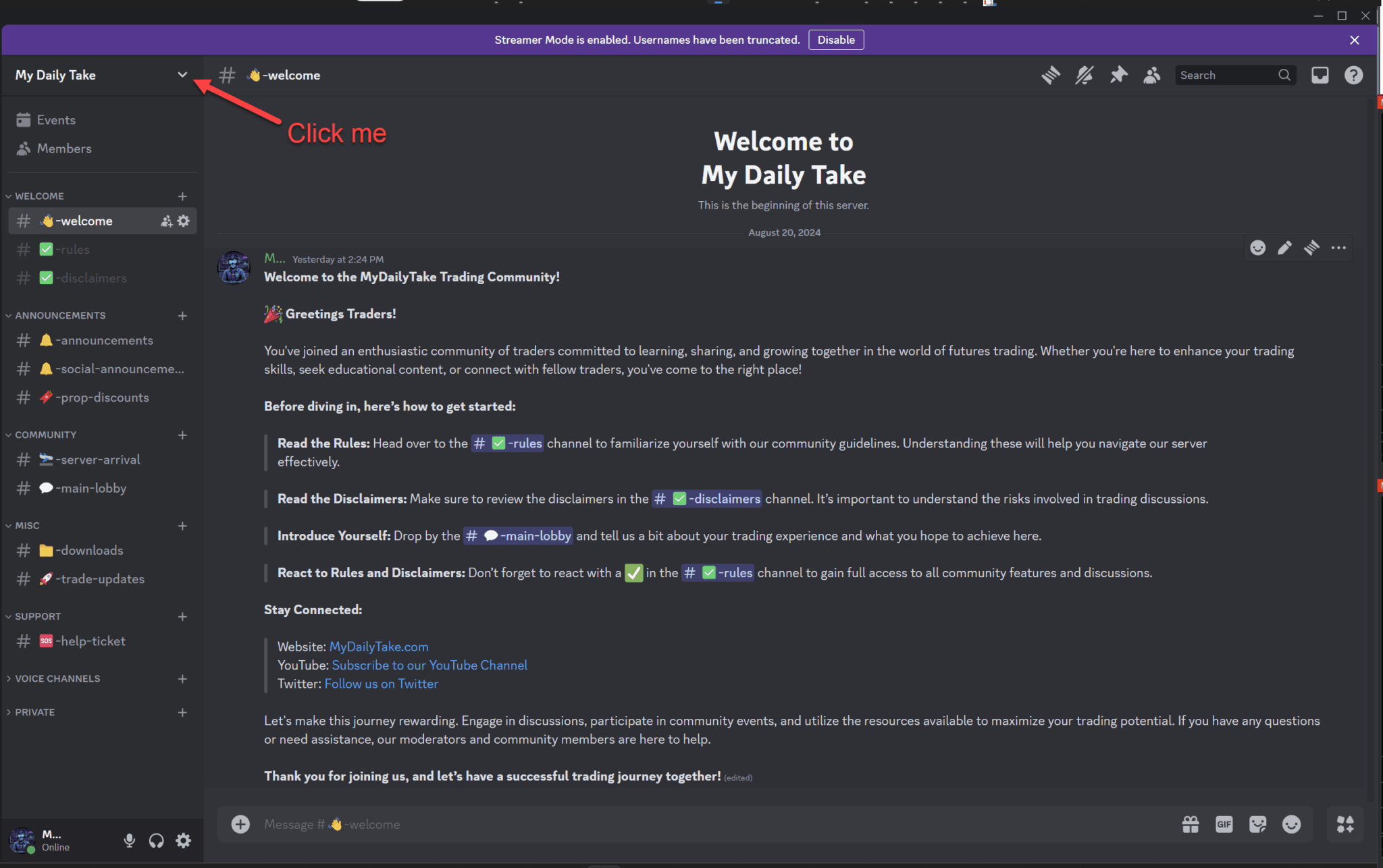 FREE Discord Share Service for NinjaTrader 8 - MyDailyTake